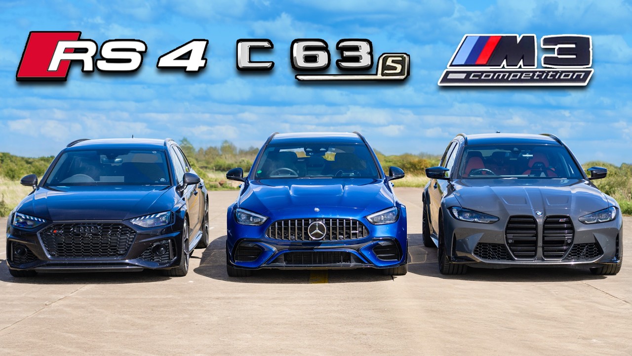 Watch Wagons Drag Race: Mercedes-AMG C63 S vs BMW M3 vs Audi RS 4